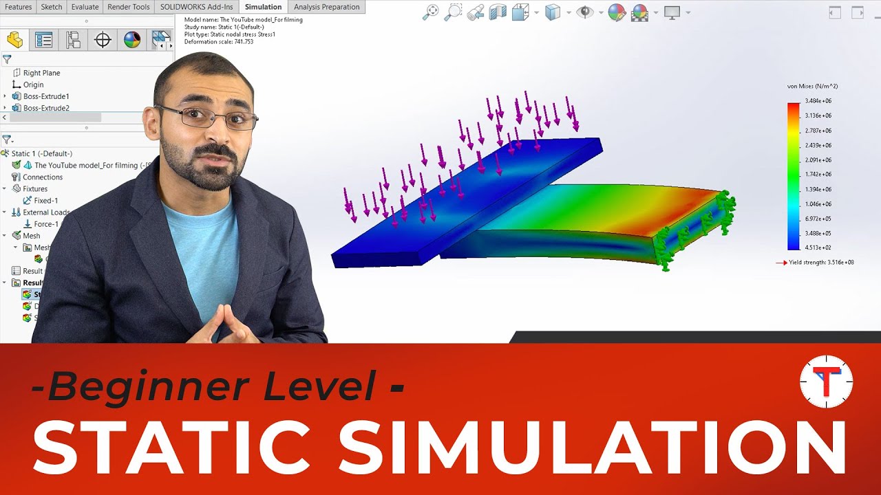 Solidworks Fea Static Simulation In 10 Mins Youtube