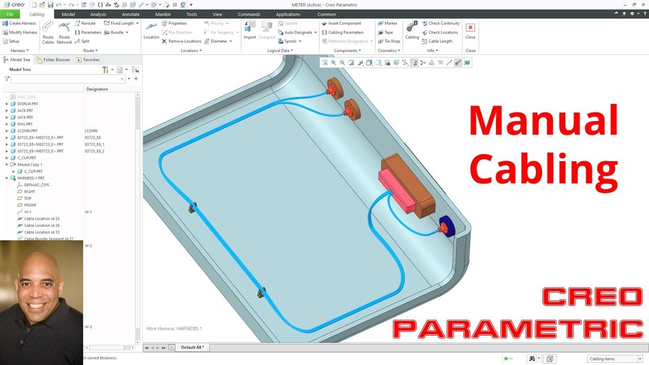 Creo Parametric Manual Cabling Process Video 1 Youtube
