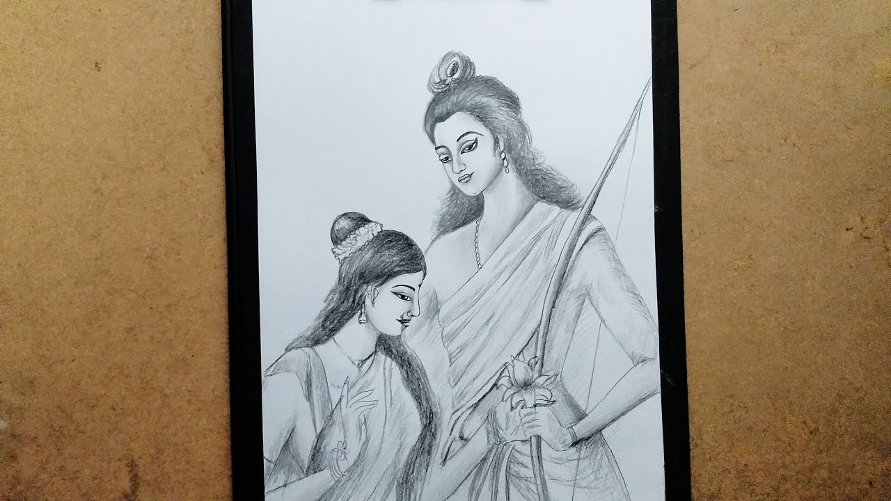 Easy Drawing Lord Sri Ram And Sita Mata How To Draw Lord Sri Ram And ...