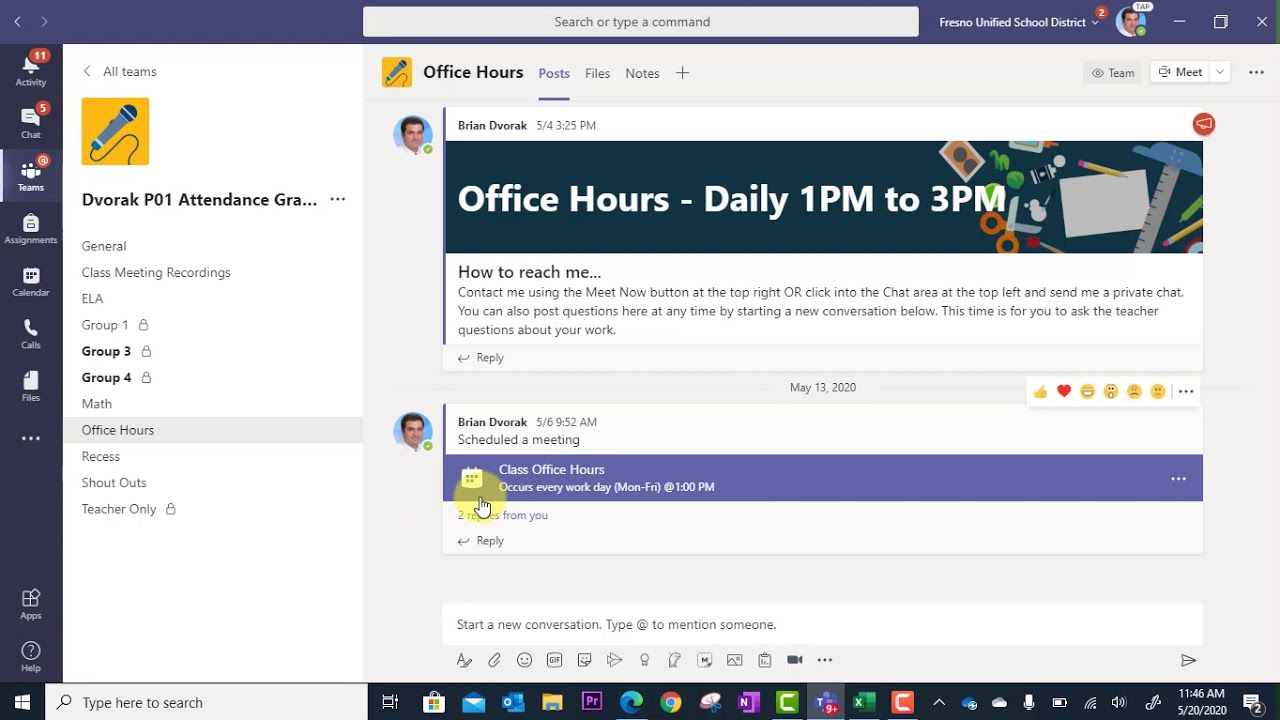 Scheduling Office Hours In A Class Team Youtube