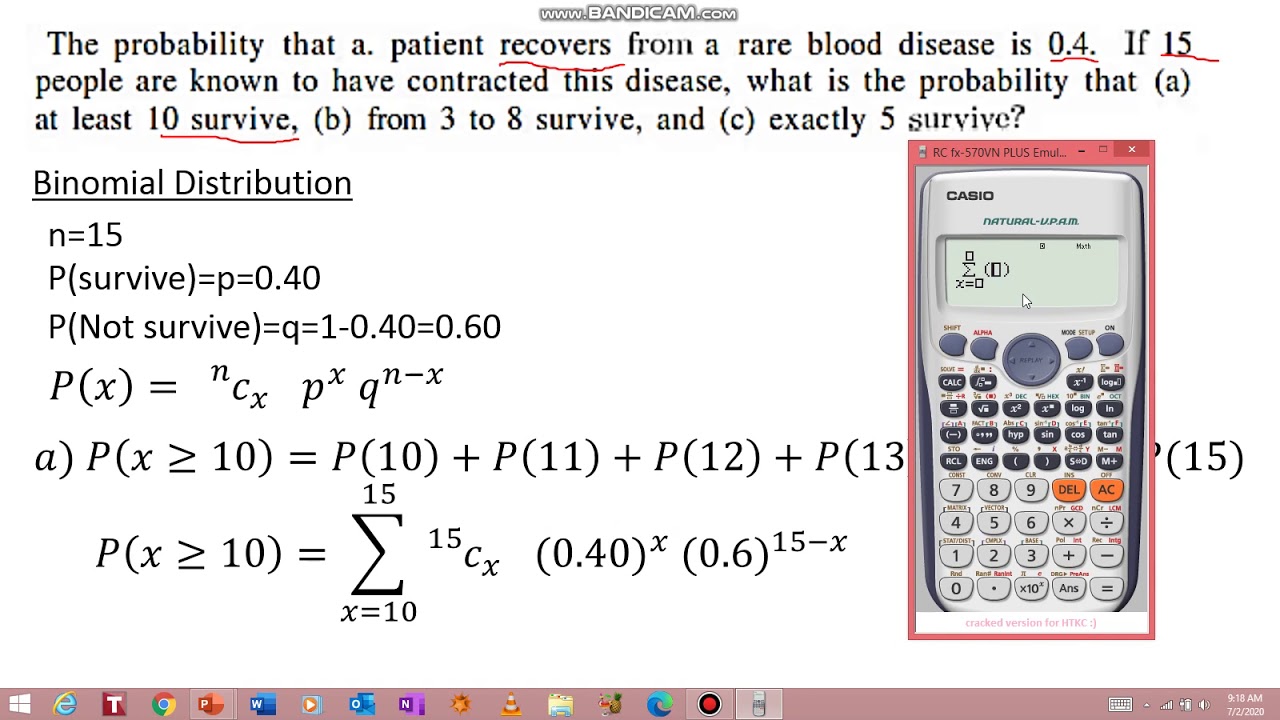 5 Ii Binomial Distribution Problem Using Calculator Youtube