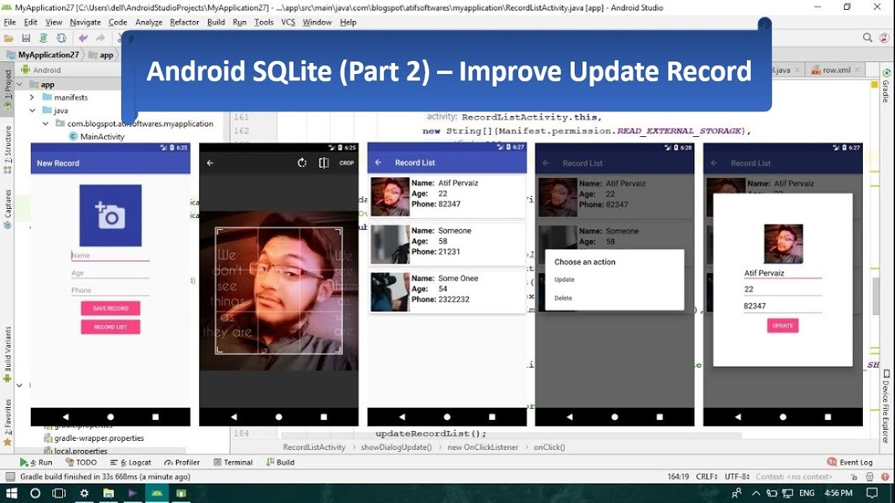 Sqlite 02 Improve Update Record Android Studio Java Youtube