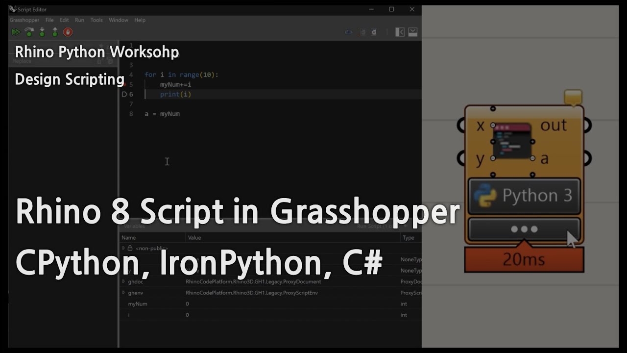 Rhinopython 8 Script Cpython Ironpython C Sharp Ide Youtube