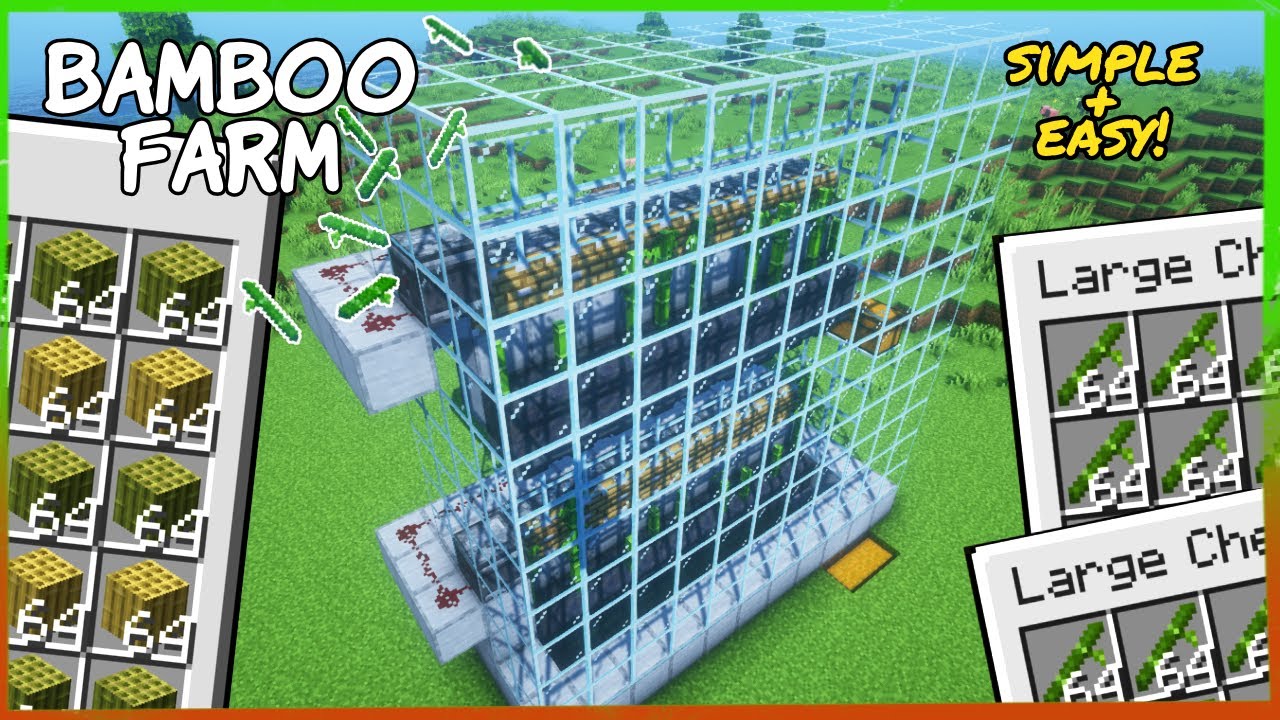 Easy Automatic Bamboo Farm Minecraft Build Tutorial Youtube