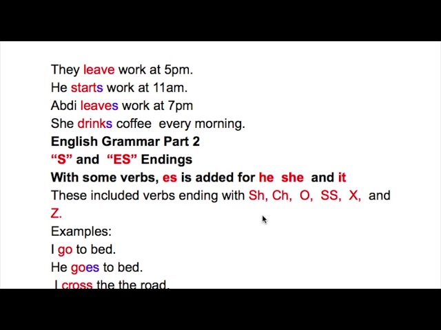 English Grammar Part 1 And 2 Present Simple Tense Present