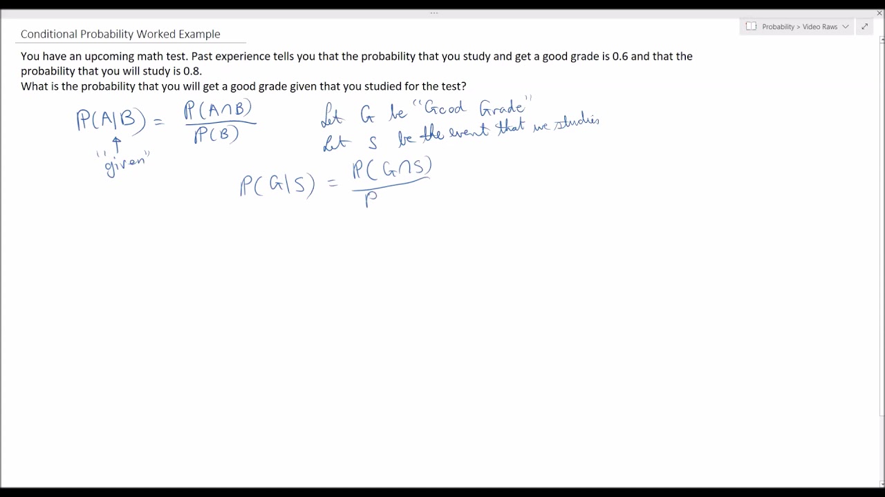 Conditional Probability Worked Example Youtube