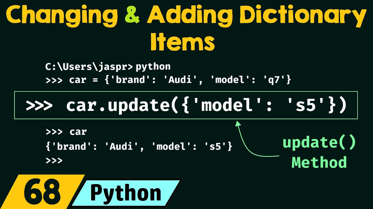Changing And Adding Dictionary Items In Python Youtube
