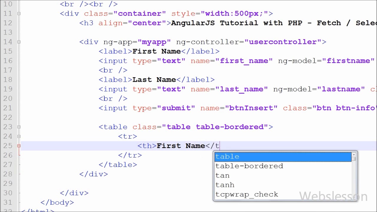 Angularjs Tutorial With Php Fetch Select Data From Mysql Database Youtube