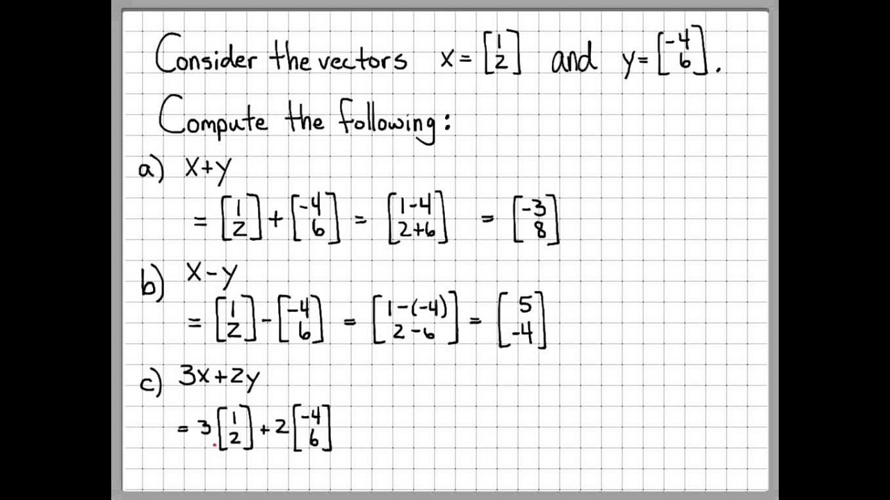 Linear Algebra Example Problems Basic Vector Operations Youtube