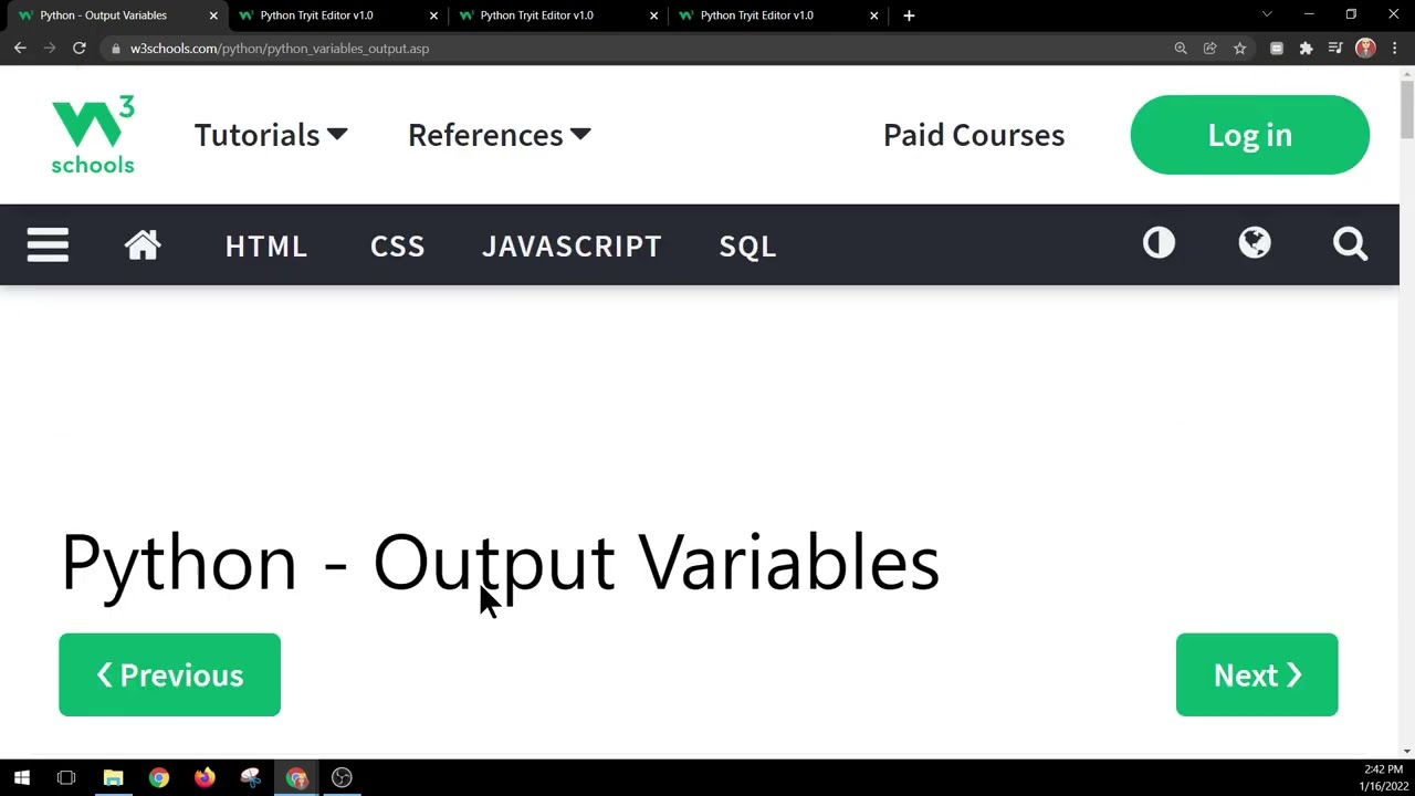 W3schools Python Output Variables Youtube