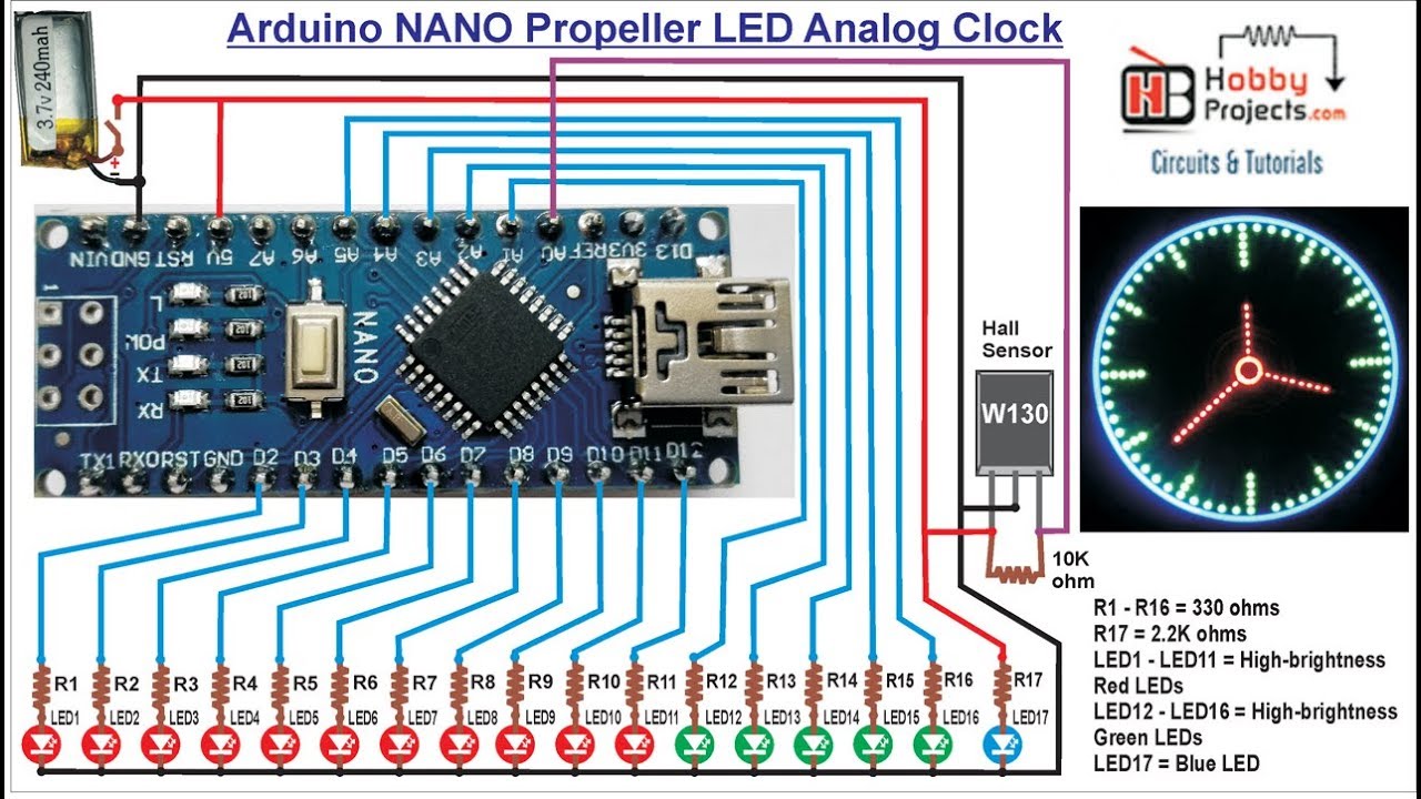 Arduino Nano Propeller Led Analog Clock Youtube