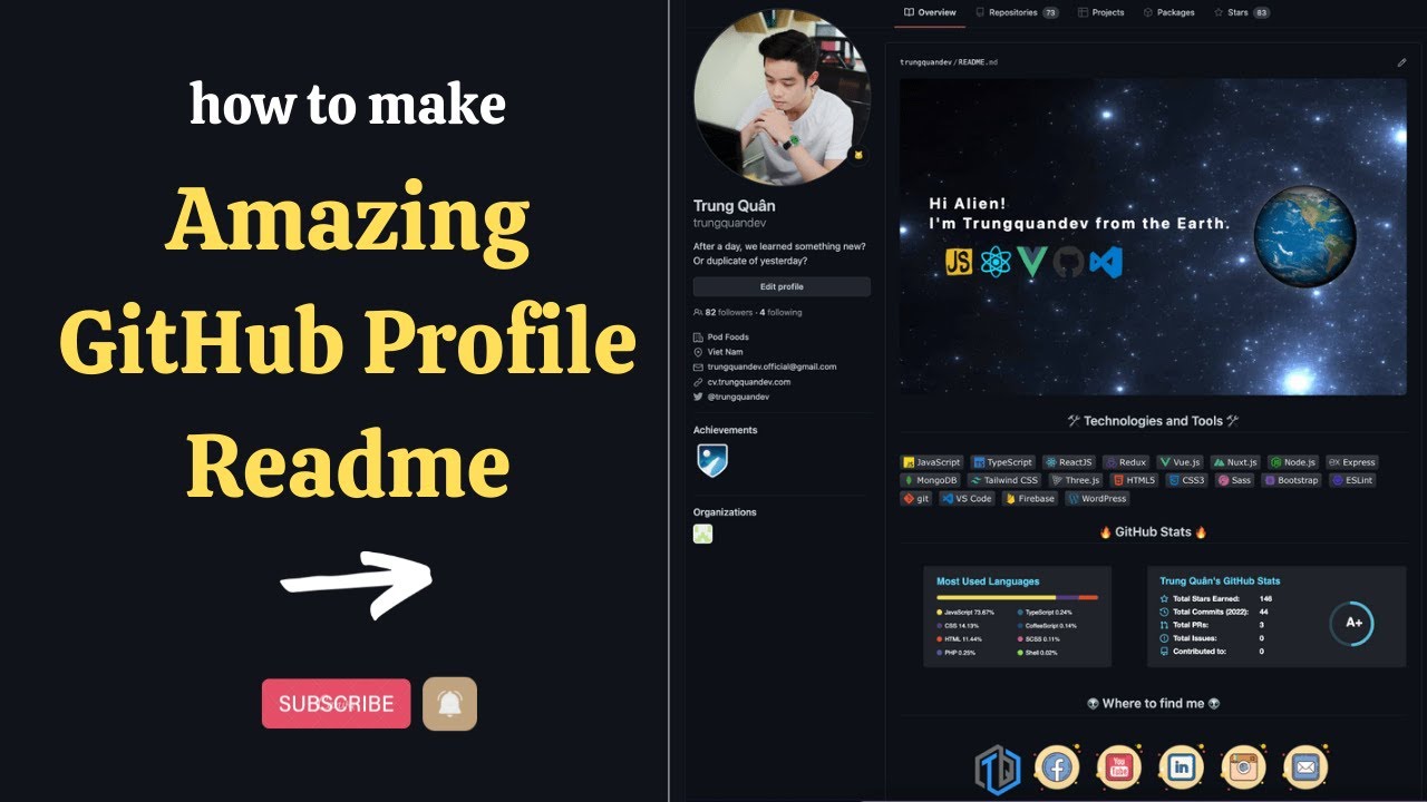 Amazing Github Profile Readme Universe Mode â Táº O Má T Trang Github