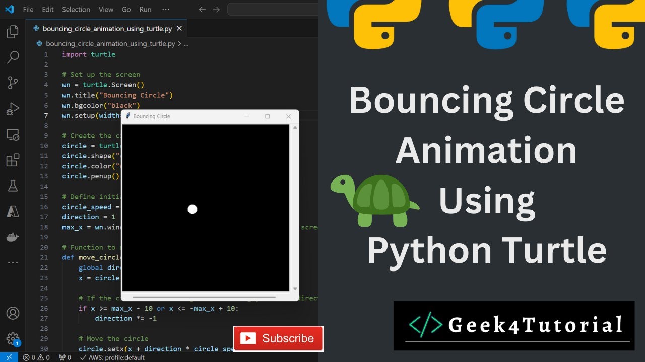 How To Create A Bouncing Circle Animation Using Python Turtle Python