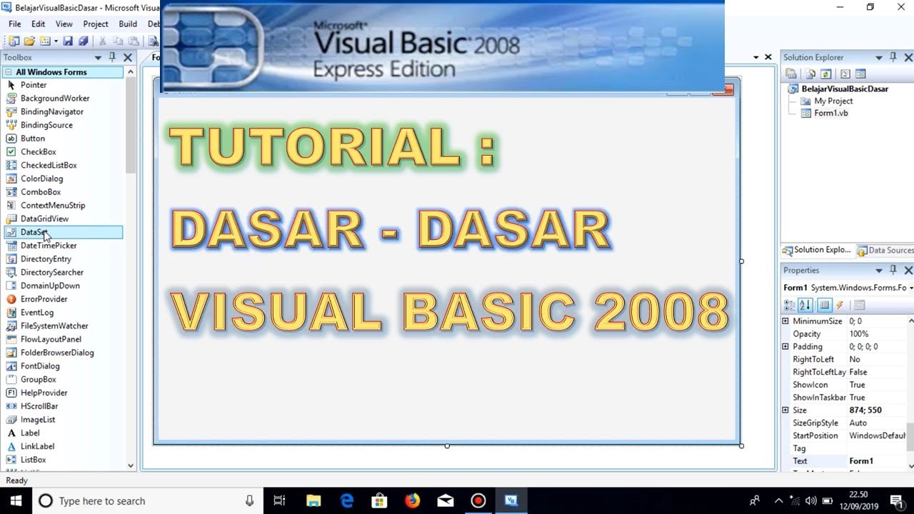 Tutorial Dasar Dasar Visual Basic 2008 Youtube