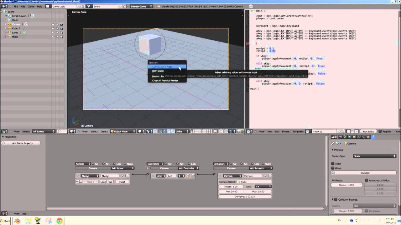 Hd Blender 2 6 Game Engine Python Scripting Tutorial Rotation And