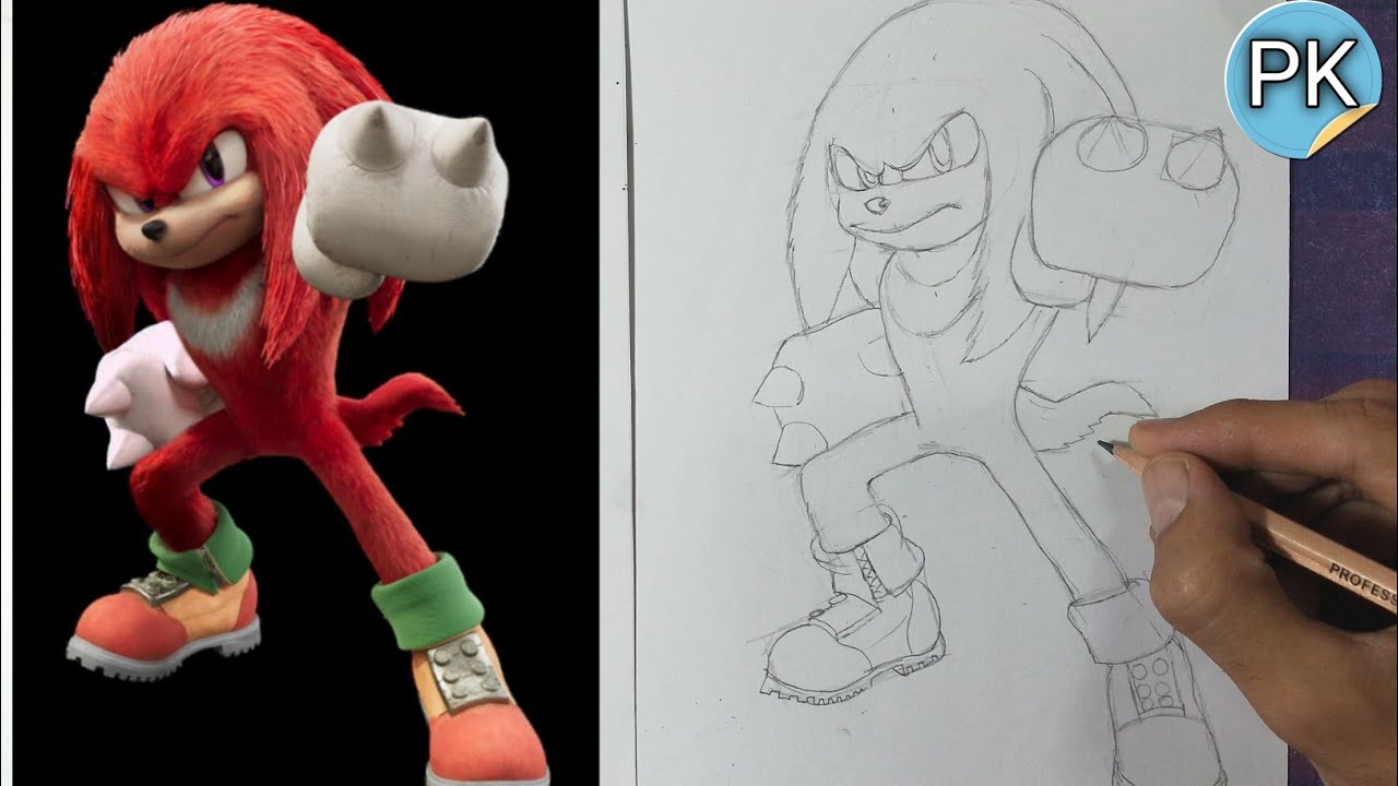 How To Draw Knuckles From Sonic 2 Full Outline Tutorial Youtube