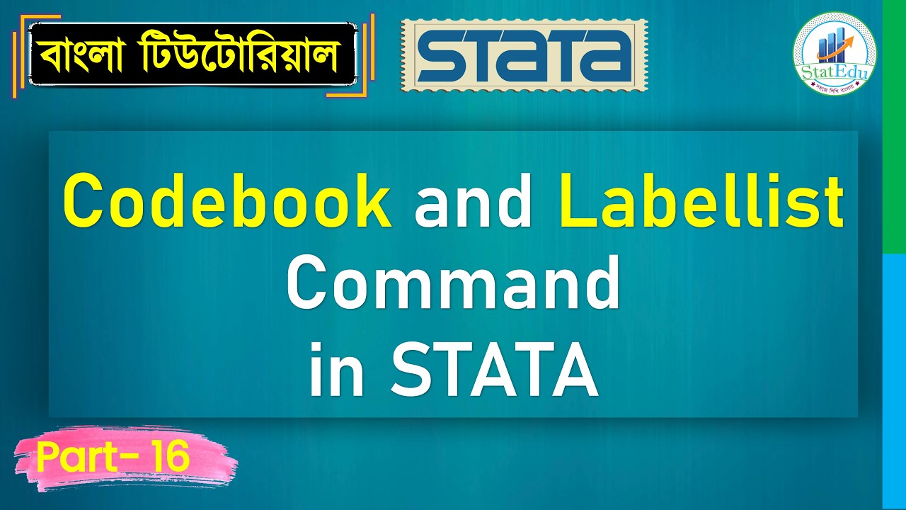 Codebook And Labellist Command In Stata Bangla Tutorial Youtube