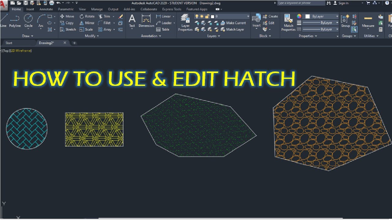 Autocad How To Use And Edit Command Hatch Youtube