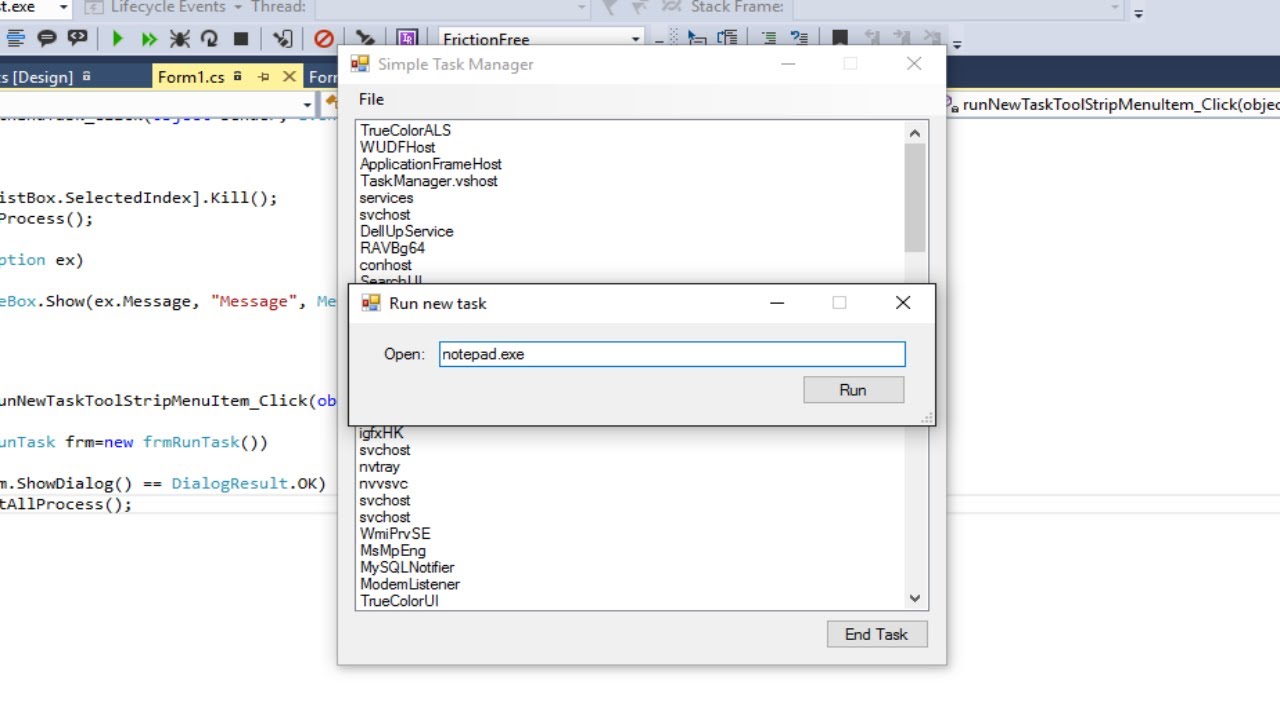 C Tutorial Task Manager C Net Application Foxlearn Youtube