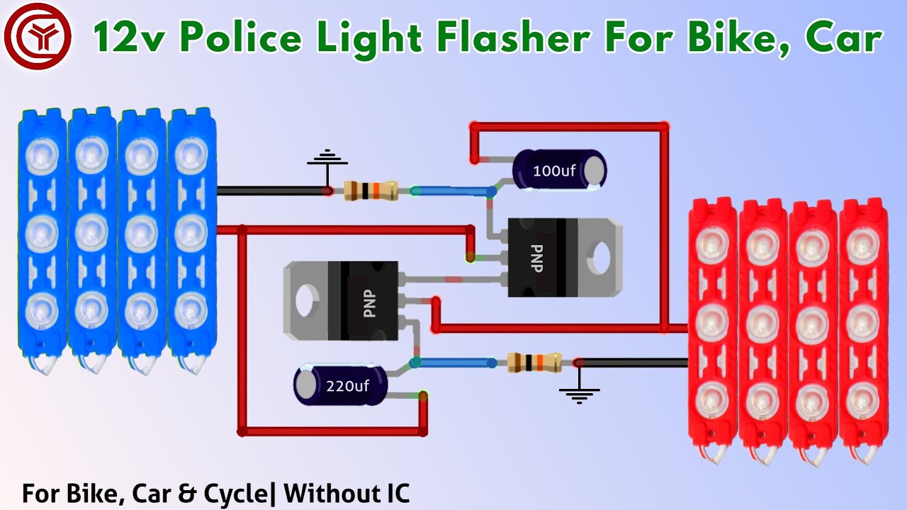 Simple 12v Police Light Led Flasher Circuit Youtube