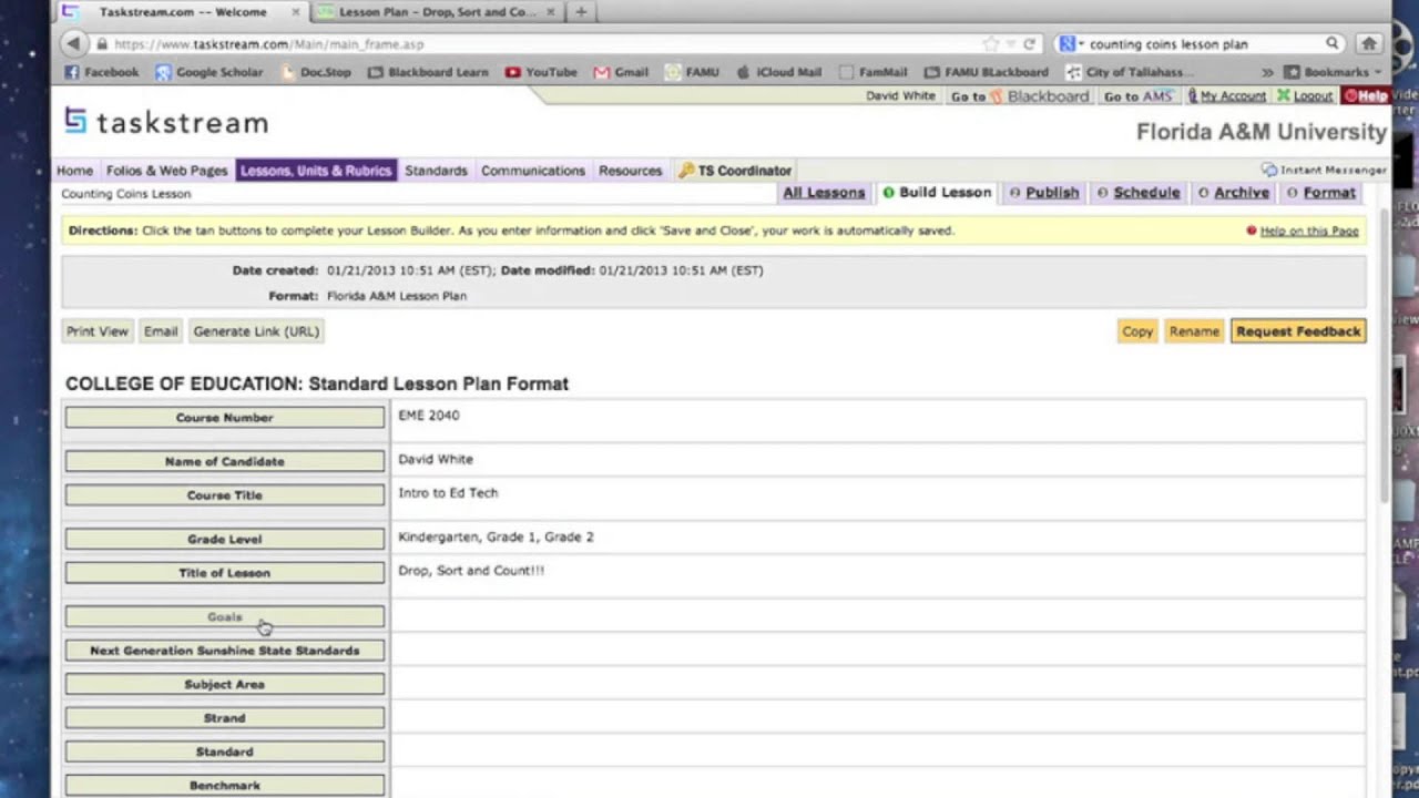 Using Taskstream To Create A Lesson Youtube