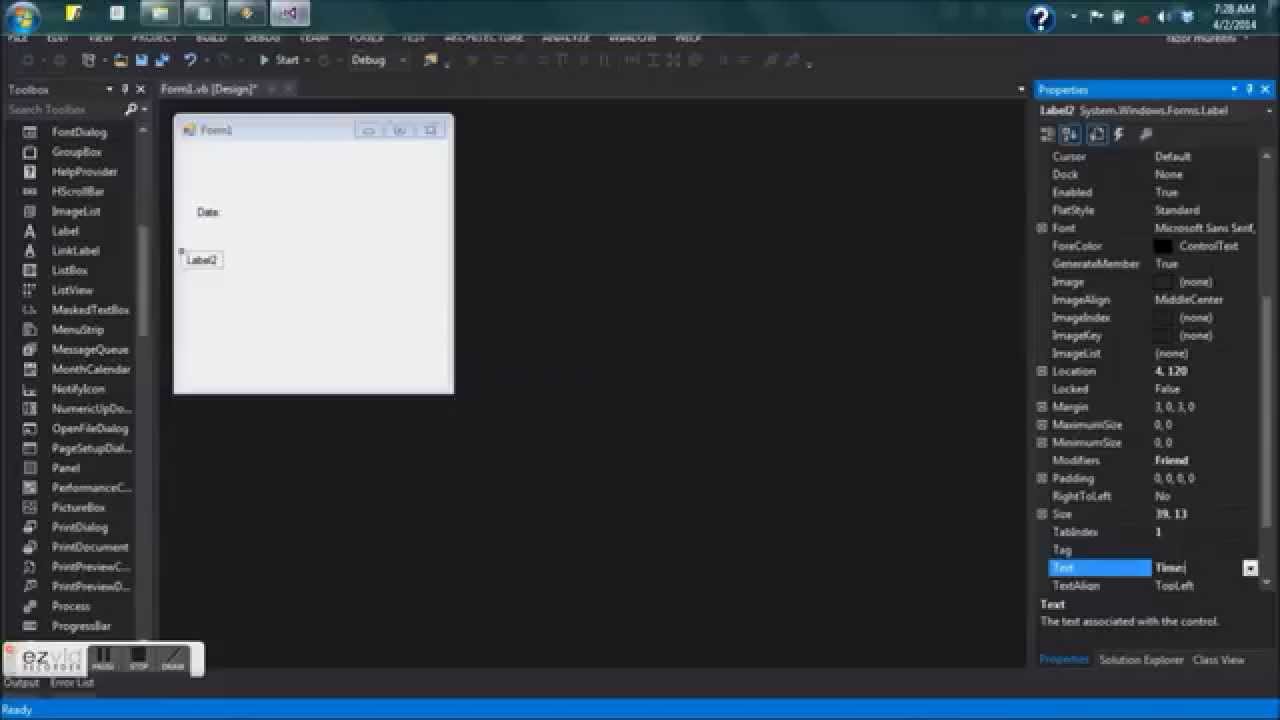Show Date And Time In Visual Basic 2013 Youtube
