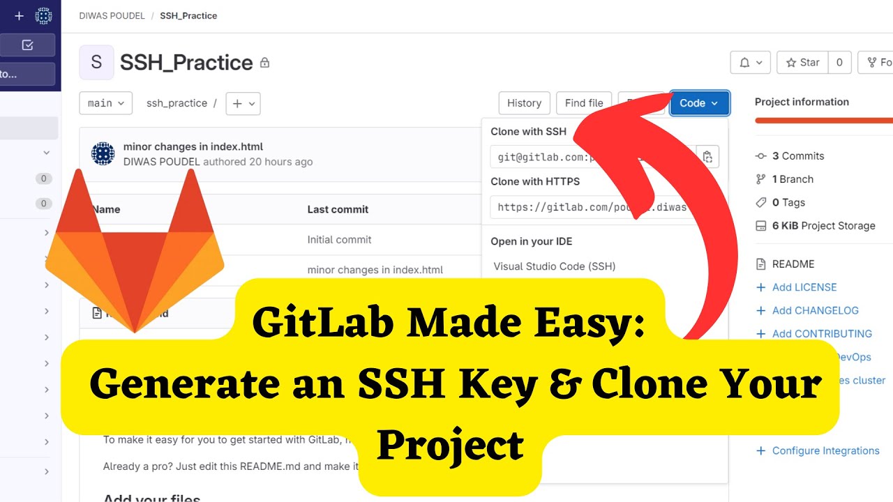 Gitlab Made Easy Generate An Ssh Key Clone Your Project Youtube