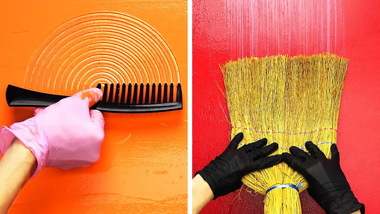 23 Wall Painting Ideas Using Ordinary Things Youtube