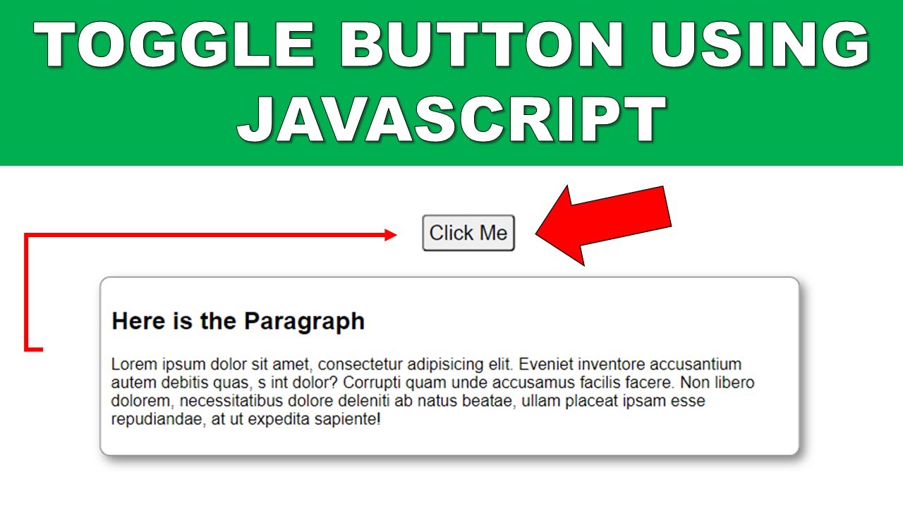 How To Create A Toggle Button Using Javascript Youtube