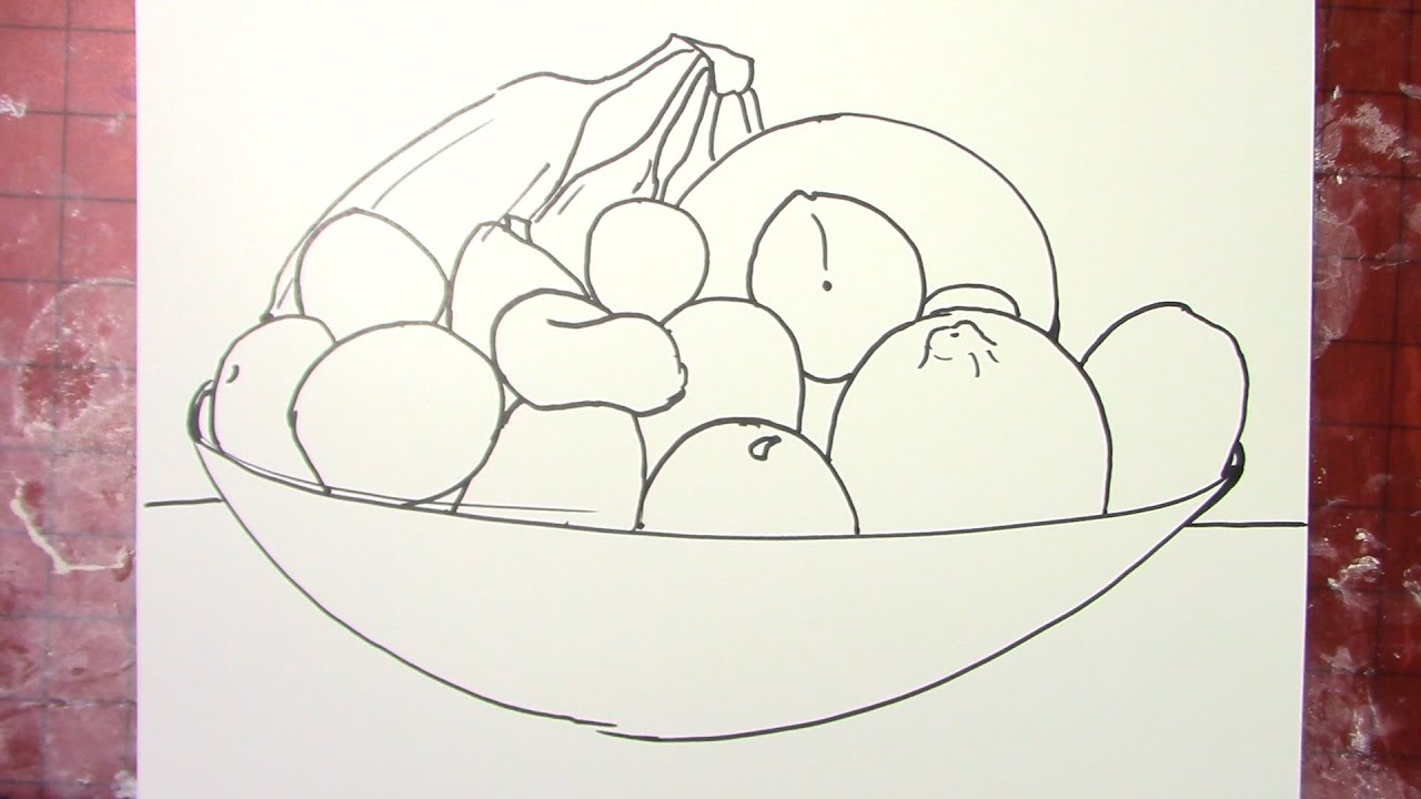 Still Life Fruit Bowl Drawing