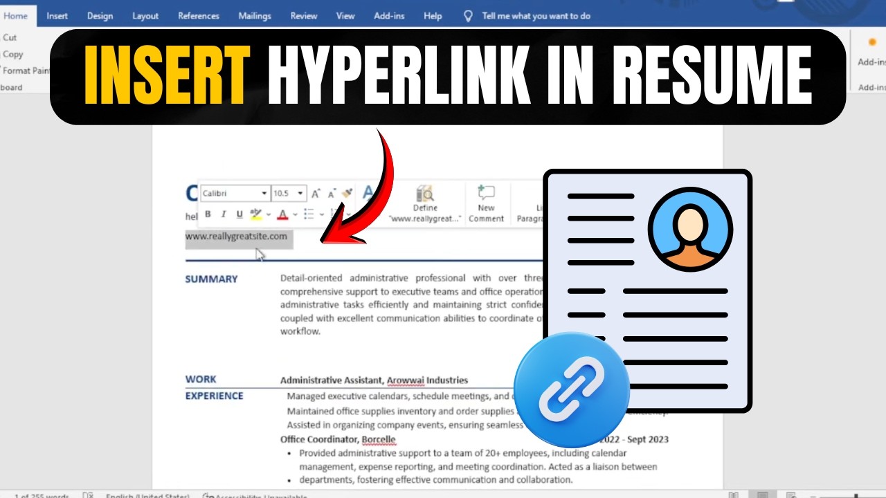 How To Insert Hyperlink In Resume Easy Step By Step Guide Youtube
