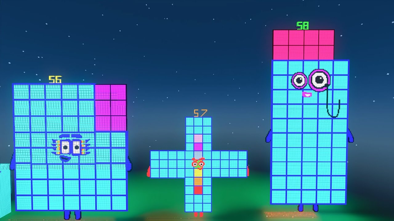 Building Numberblock 58 But Glowing In Minecraft Numberblocks Youtube