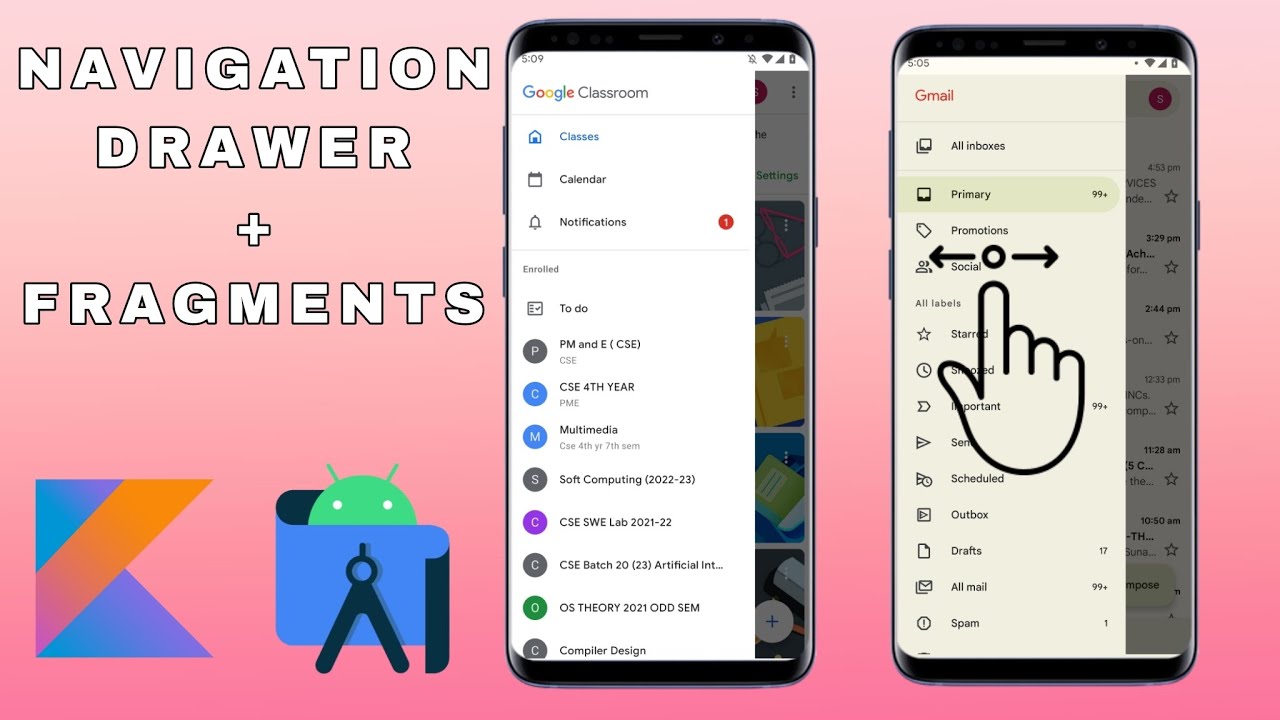 Navigation Drawer With Fragments Menu And Activity Theme Android