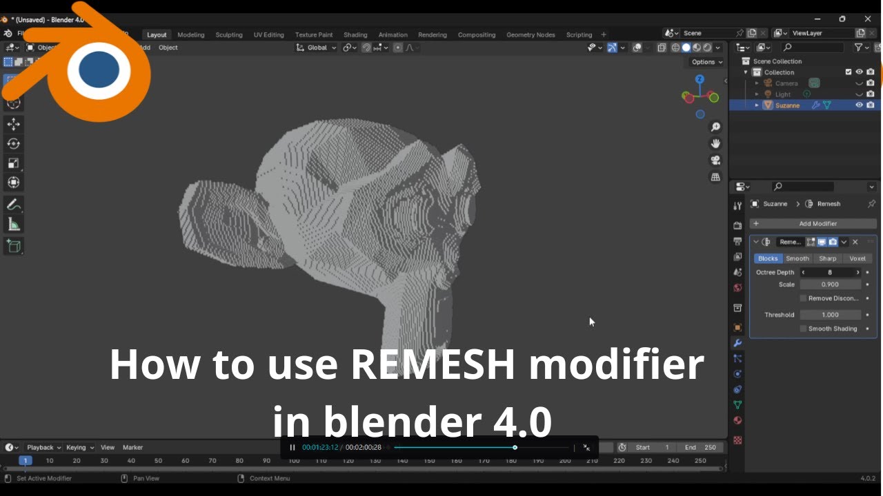 How To Use Remesh Modifier Blender 4 0 Tutorial Youtube