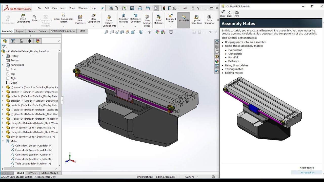 Solidworks Assembly Mates 5 Youtube