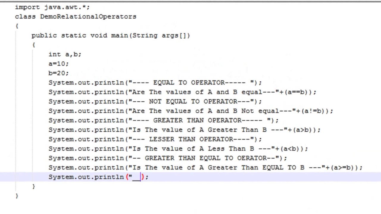 Java Tutorials Java Operators Relational Operators Part 2 Youtube