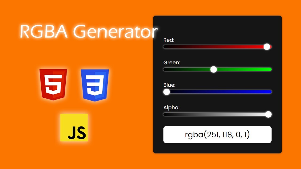 Make An Rgba Generator With Html Css And Javascript Youtube