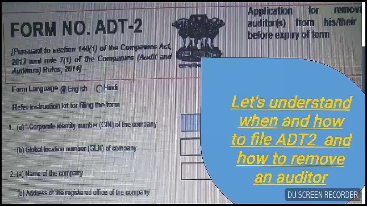 Adt2 Form Filing Process And Removal Of Auditor Before It S Tenor