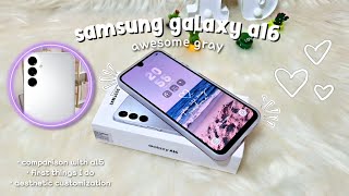 Samsung Galaxy A16 Aesthetic Unboxing 2025 Gray Accessories Set Up ...