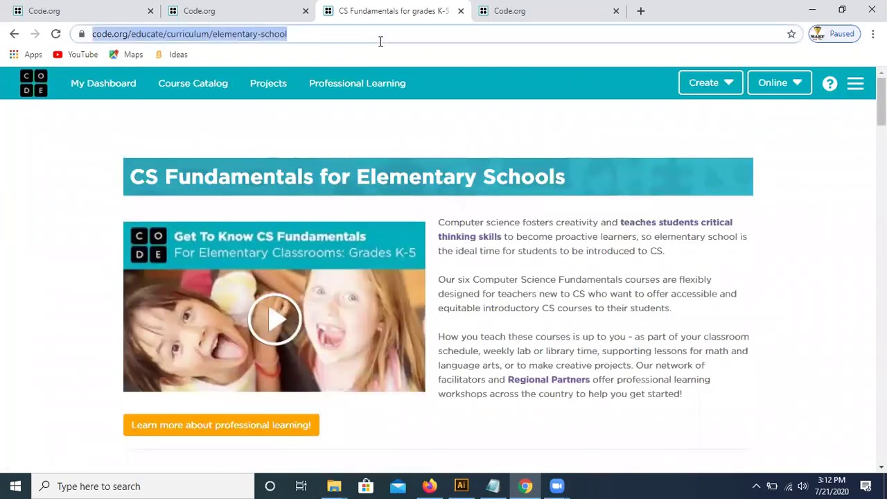 01 Code Org Course 1 Youtube