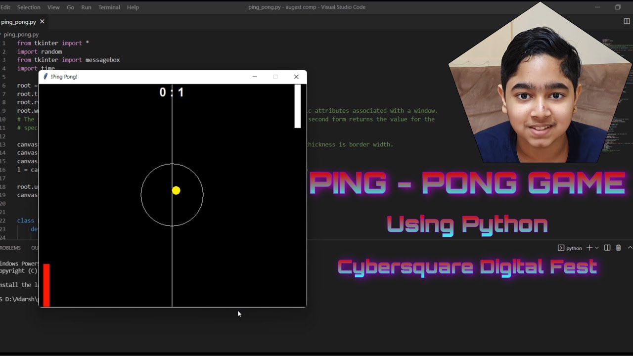 Ping Pong Game Using Python Cybersquare Digital Fest Youtube