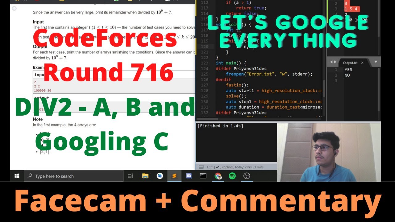 Codeforces Round 716 Div2 A B And Googling C Facecam