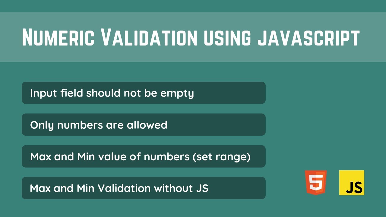 Number Validation In Javascript Min Max In Input Type Number Allow