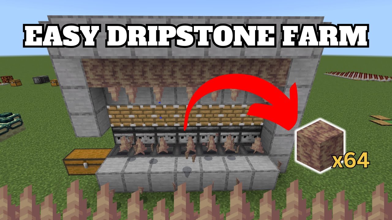 Simple And Automatic Dripstone Farm Tutorial For Minecraft 1 20 Youtube