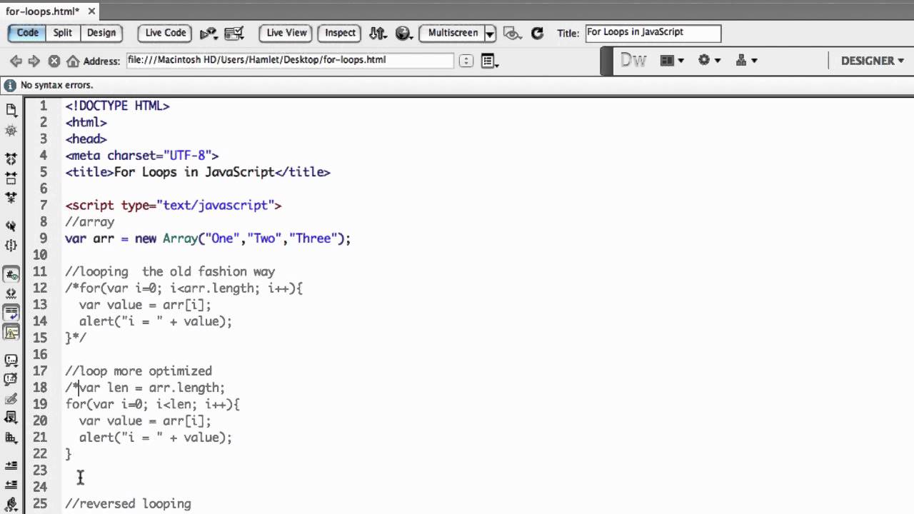 For Loop In Javascript Youtube