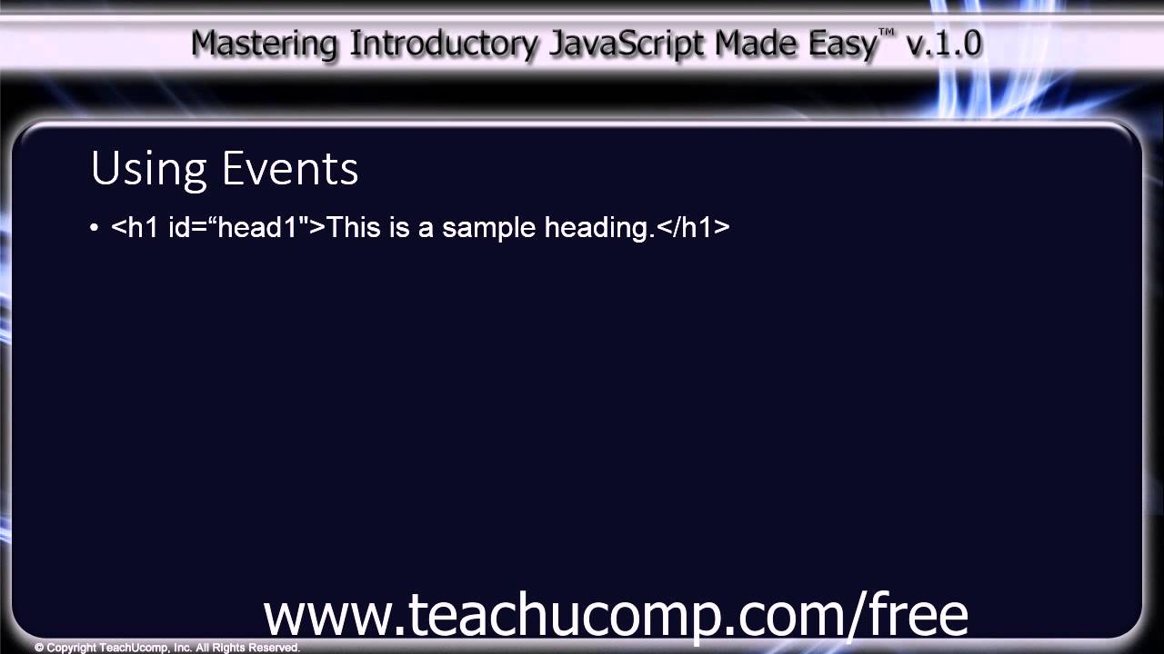 Javascript Training Tutorial Using Events Youtube