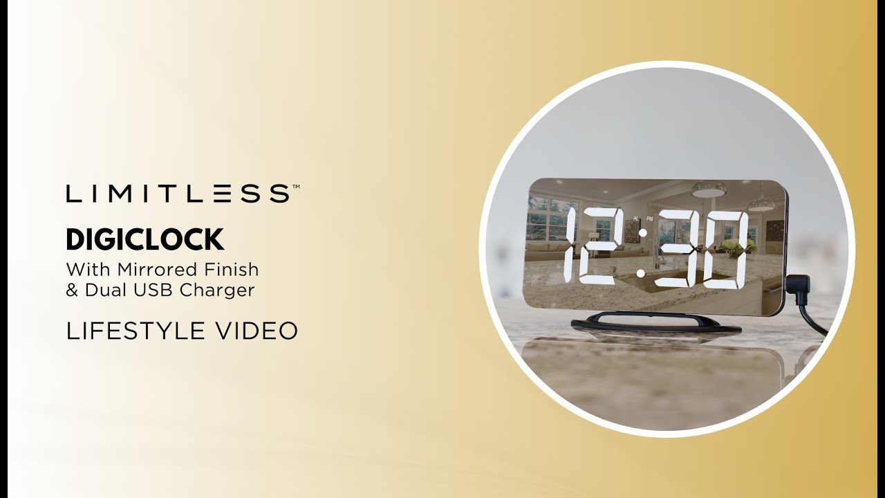 Digiclock With Mirrored Finish And Dual Usb Charger Youtube