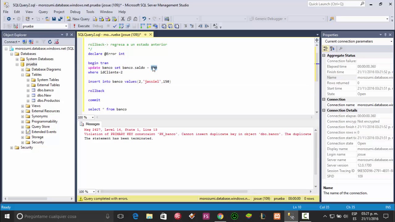 Sql Server Transacciones Y Rollback Youtube