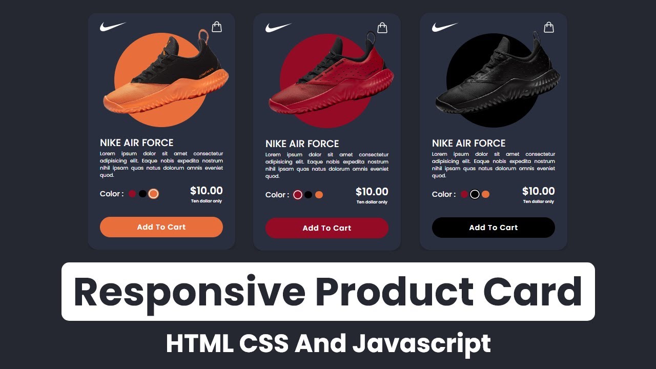 Create Responsive Product Card Html Css Javascript Youtube