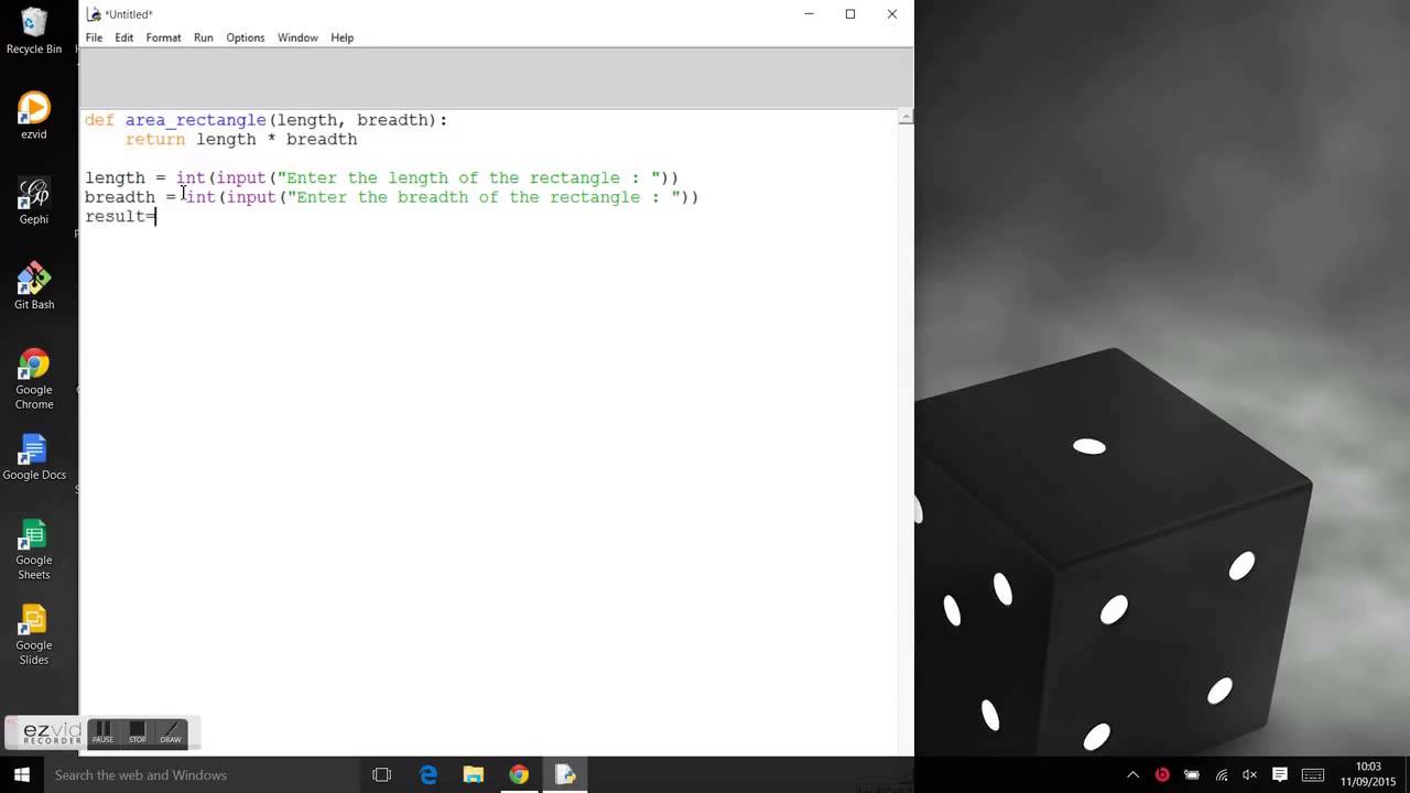 Python Programming Area Of Rectangle Youtube